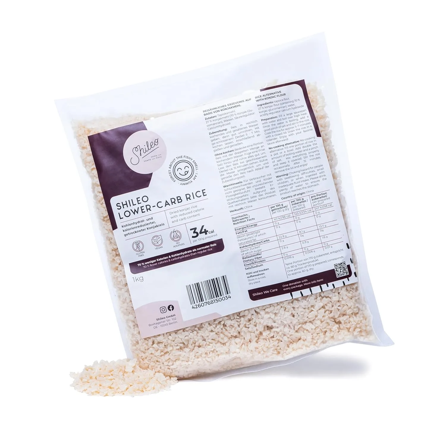 Lower-Carb Rice, 1KG - Shileo - Ketoshop